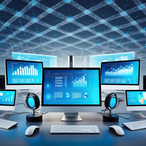 Futuristic Computer Technology Background, Vibrant Digital Data Flow ...