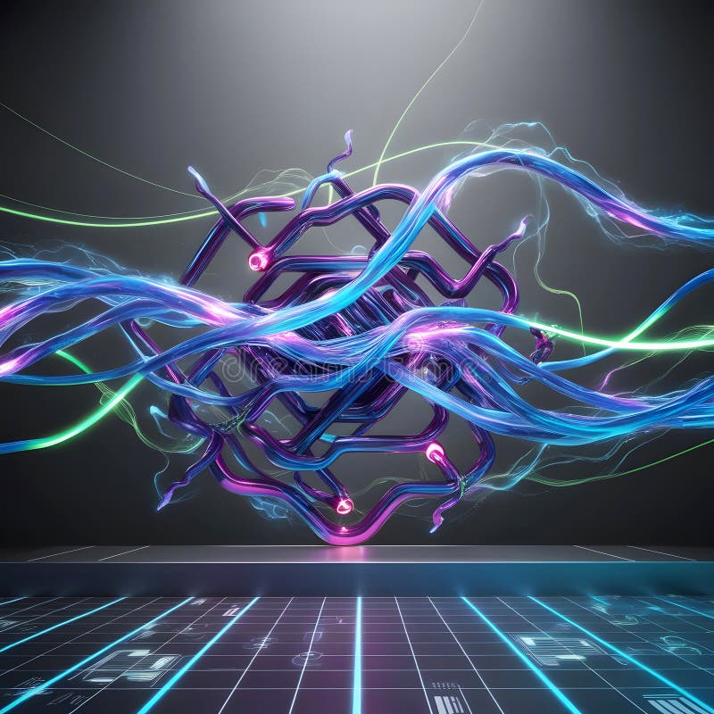 Futuristic Computer Technology Background, Vibrant Digital Data Flow ...