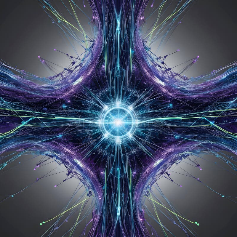 Futuristic Computer Technology Background, Vibrant Digital Data Flow ...