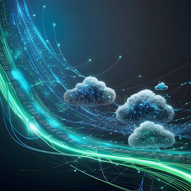 Futuristic Computer Technology Background, Vibrant Digital Data Flow ...