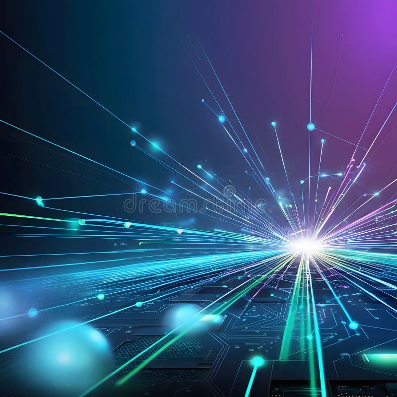 Futuristic Computer Technology Background, Vibrant Digital Data Flow ...