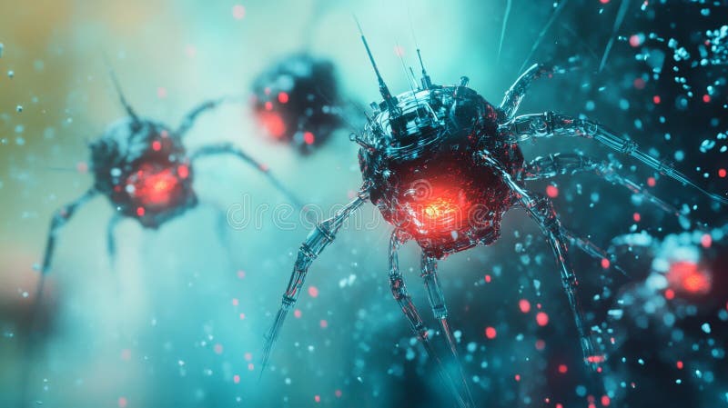 Futuristic Concept of Advanced Nanobots in High-Tech Environment Stock ...