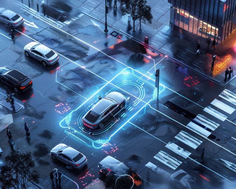 Futuristic Concept Art of Wireless EV Charging Technology, Generative Ai Stock Illustration ...