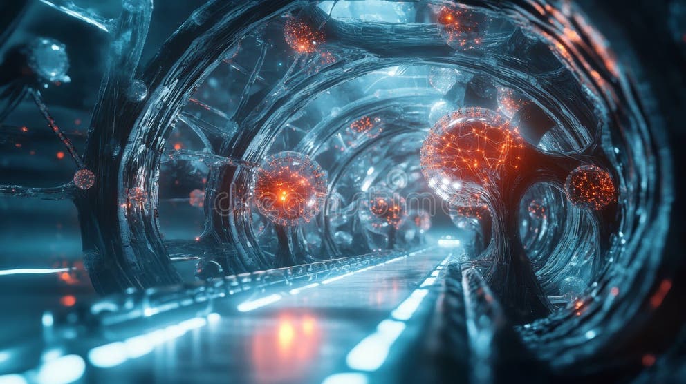 Futuristic Concept of Bioengineered Endothelial Cells in Sci-Fi Environment Stock Illustration ...