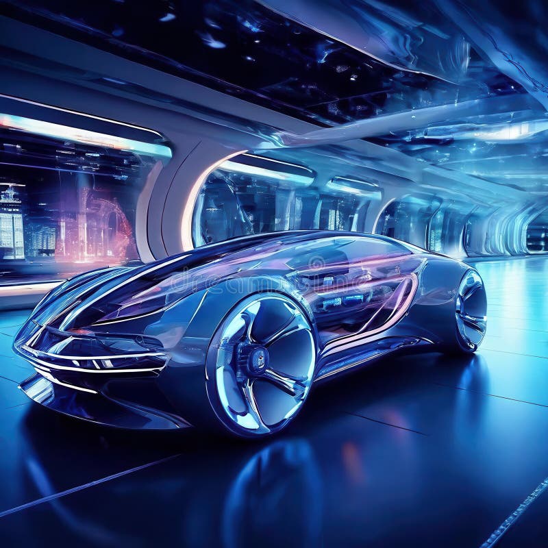 Futuristic Concept Car in a High-tech Environment Stock Image - Image ...