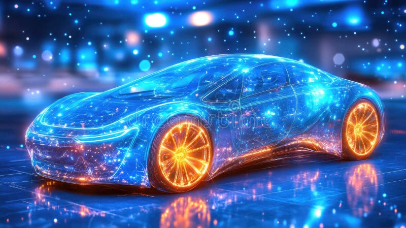 Futuristic Concept Car with Modern Design and Vibrant Led Lights Stock ...
