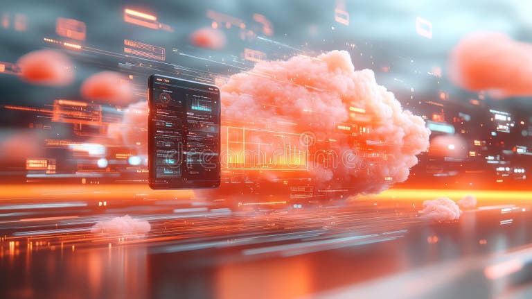 Futuristic Concept of Cloud Computing with Data Visualization and Technology Elements Stock ...