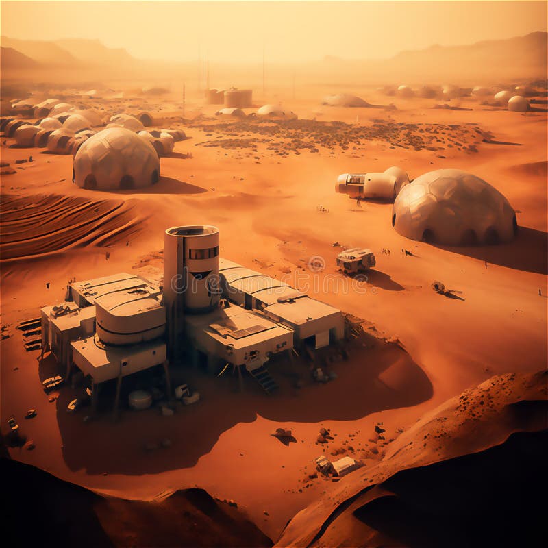Colonization Planet Mars Concept. Generative AI Stock Illustration ...