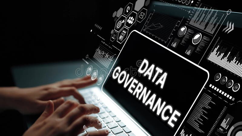 Futuristic Concept of Data Governance with Laptop and Digital Analytics ...