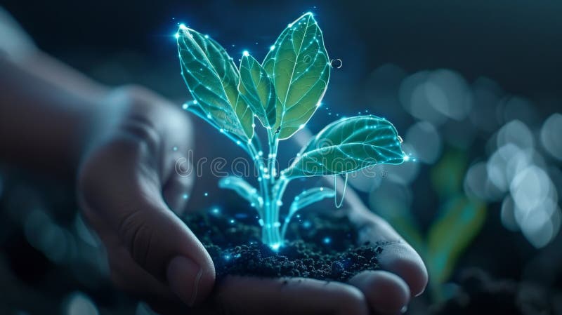 Futuristic Concept of Digital Plant in Hands Highlighting Innovation ...
