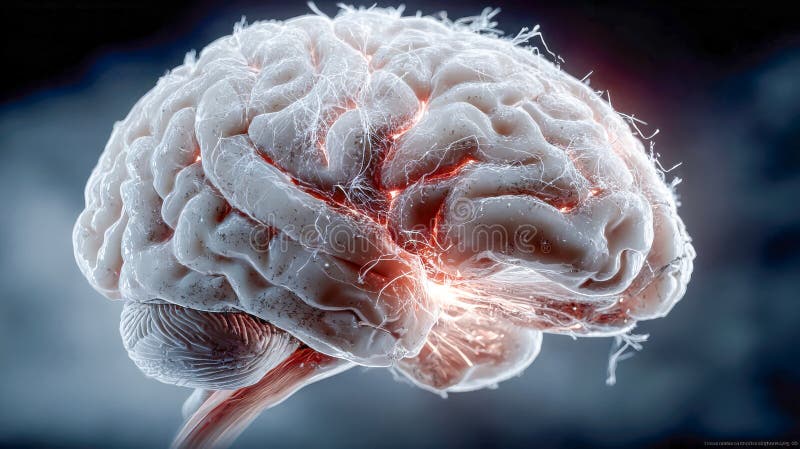 Futuristic Concept of a Glowing Brain Fused with Microchips and Neural ...