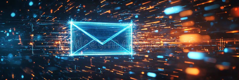 A Futuristic Concept with a Glowing Email Icon. Stock Photo - Image of ...
