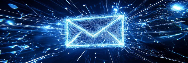 A Futuristic Concept with Glowing Email Icons and Lines. Stock Image ...