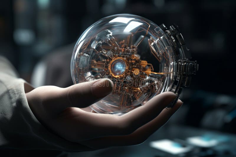 Futuristic Concept of a Hand Holding a Mechanical Orb Stock ...