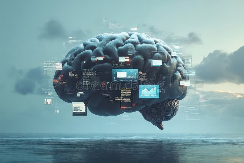 Futuristic Concept of Human Brain Struggling with Digital Information ...