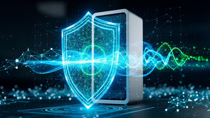 Cybersecurity and Data Protection Concept with Digital Shield Stock ...