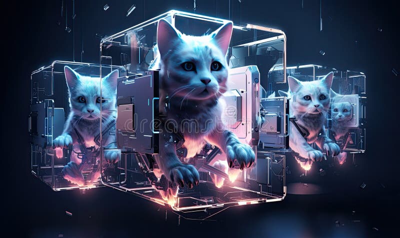 A Futuristic Concept Illustration Showcases a Cat Enclosed in a ...