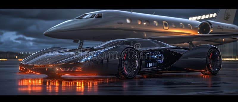 Futuristic Concept Luxury Vehicle with Sharp Angles Stock Illustration ...