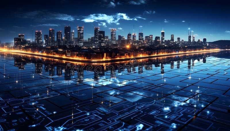 Futuristic Concept Modern Smart City Advanced Infrastructure Network ...