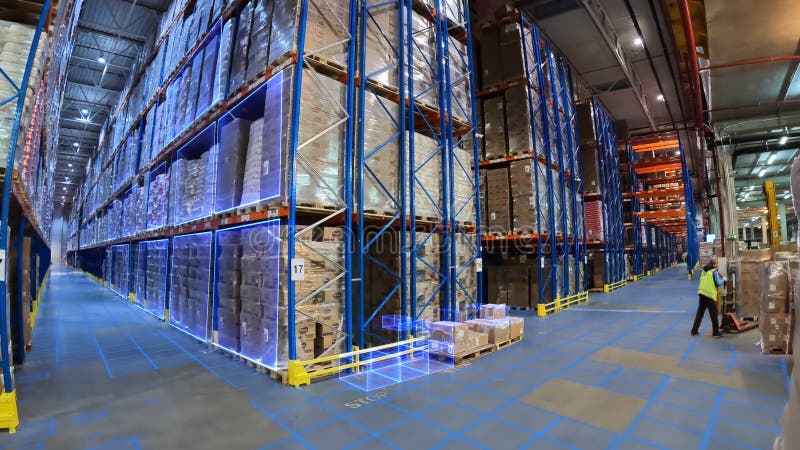 Futuristic Concept of a Modern Warehouse. Visualization of a Modern ...