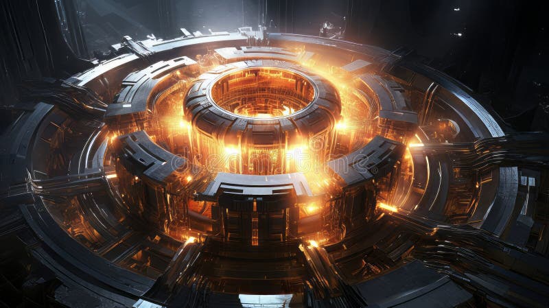 Futuristic Concept of Nuclear Fusion Stock Illustration - Illustration ...