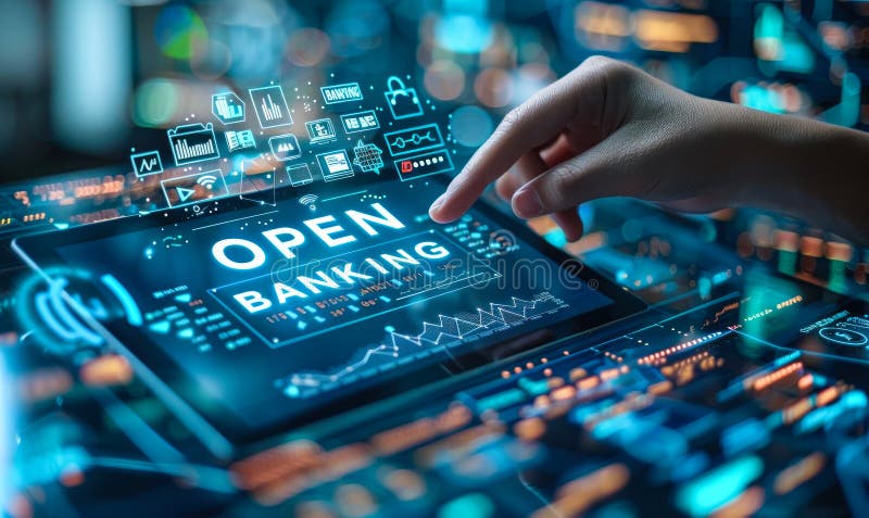 Futuristic Concept of Open Banking with API and Financial Icons ...
