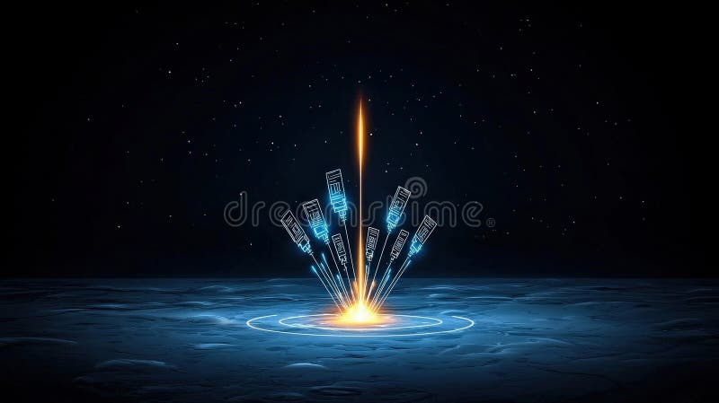 Futuristic Concept of Rocket Launching with Digital Elements and ...