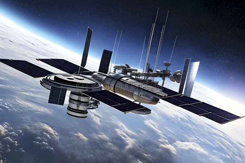 Futuristic Concept of a Space Station Stock Illustration - Illustration ...