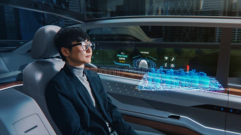 Futuristic Concept: Stylish Businessman Using Navigation App on an ...