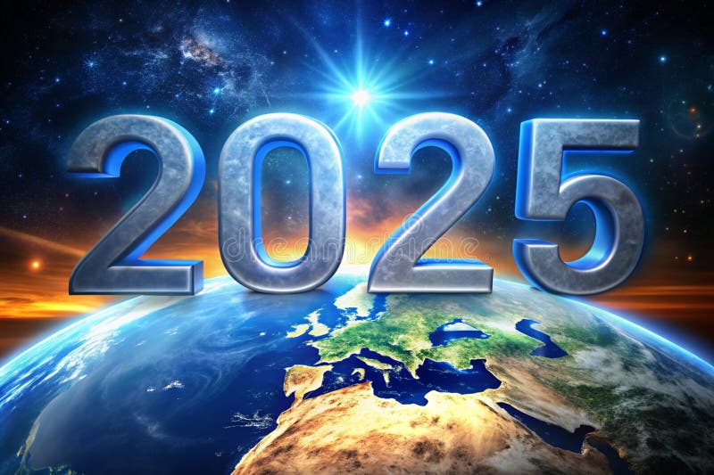 Futuristic Concept of the Year 2025 with Earth and Outer Space ...
