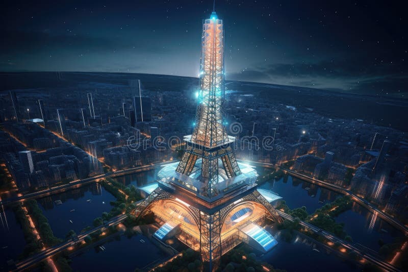 Futuristic and Conceptual Version of the Eiffel Tower, with Futuristic ...