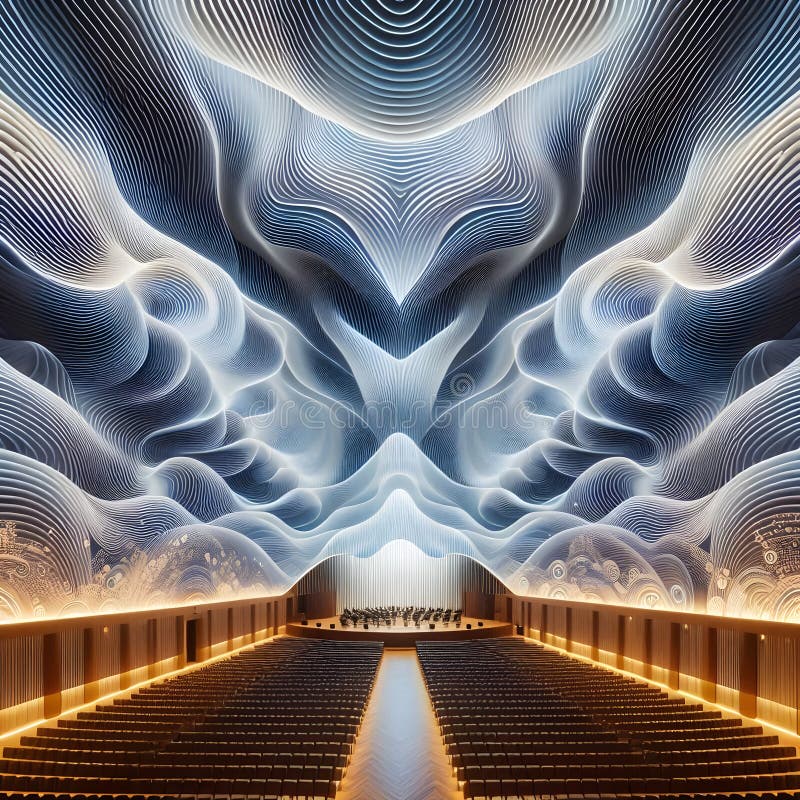Futuristic Concert Hall with Parametric Ceiling Design Illuminating ...