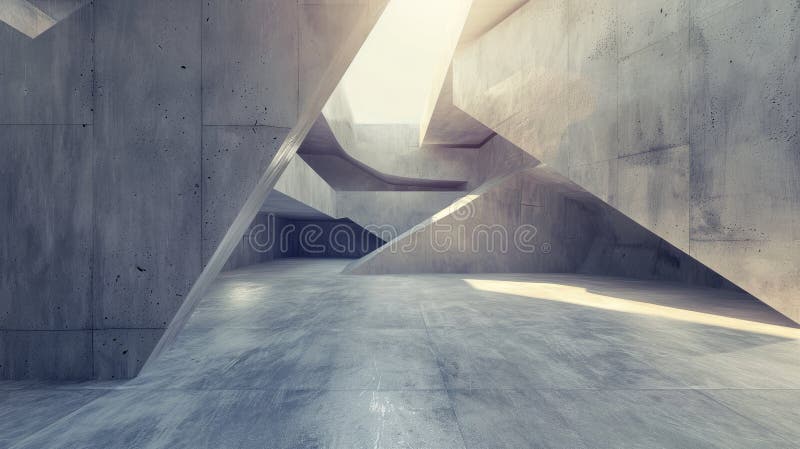 Futuristic Concrete Building Against Sun, Abstract Modern Construction ...