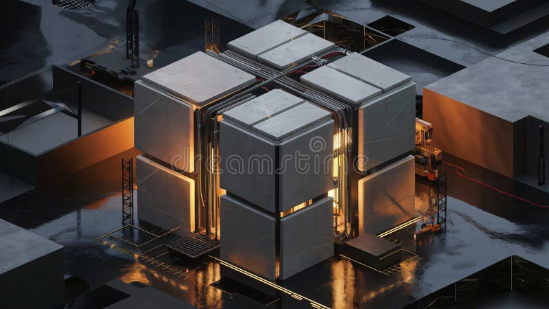 Futuristic Concrete Cube Structure, Sci-Fi High Quality Image Stock ...
