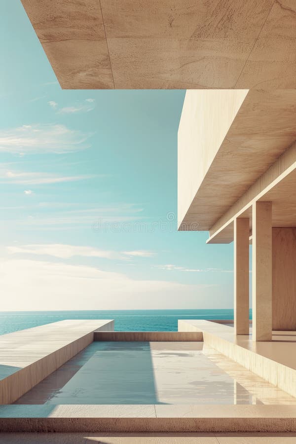 Futuristic Concrete or Marble Building, Abstract Modern Construction ...