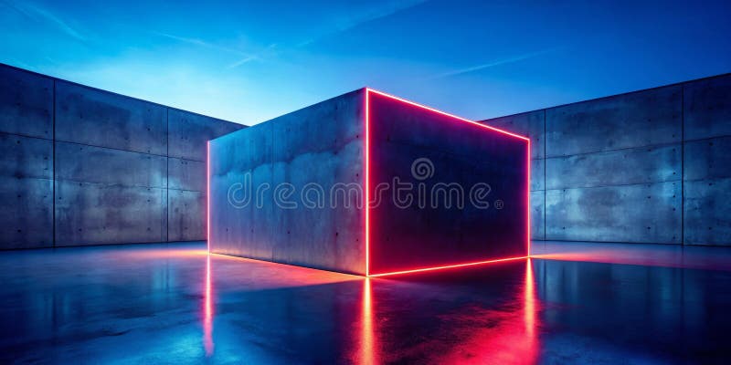 Futuristic Concrete Structure Illuminated by Vibrant Neon Lights ...