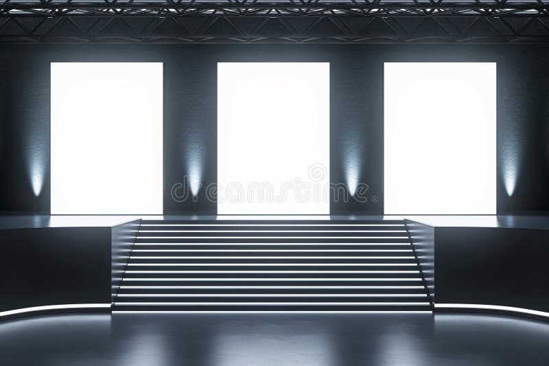 Futuristic Conference Hall with Multiple Presentation Screens, Modern ...
