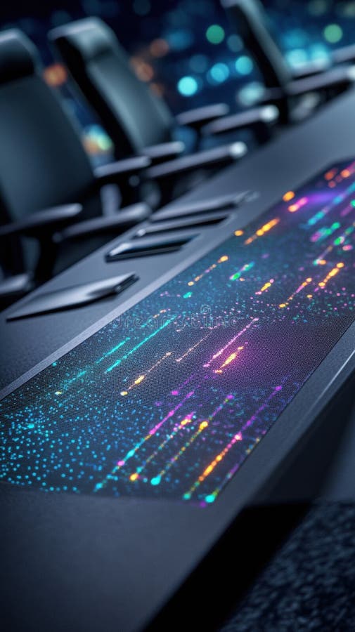 Futuristic Conference Room with a Digital Display Table and Sleek ...