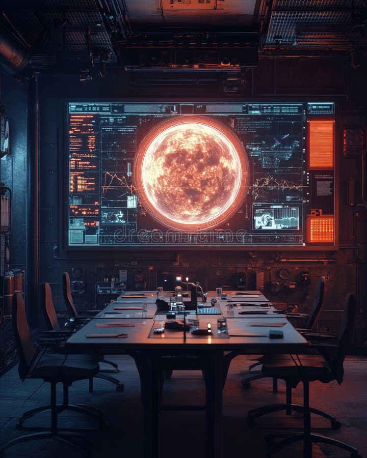 Scientific Conference Room Discussing Asteroid Emergency Response ...