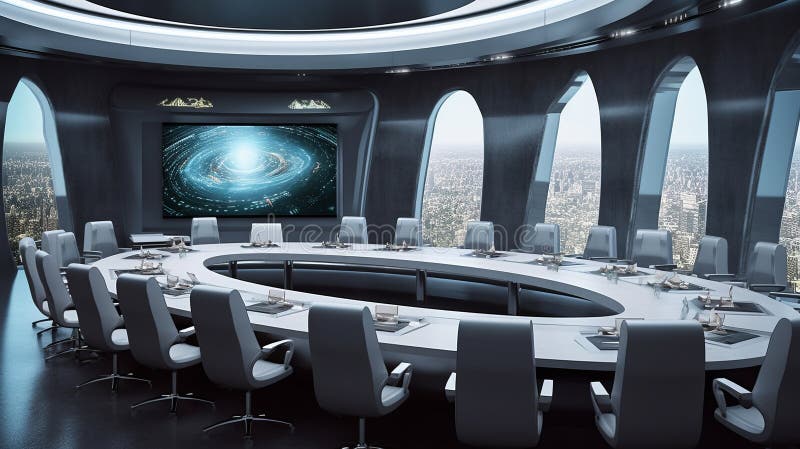 Futuristic Conference Room. Generative AI Stock Illustration ...