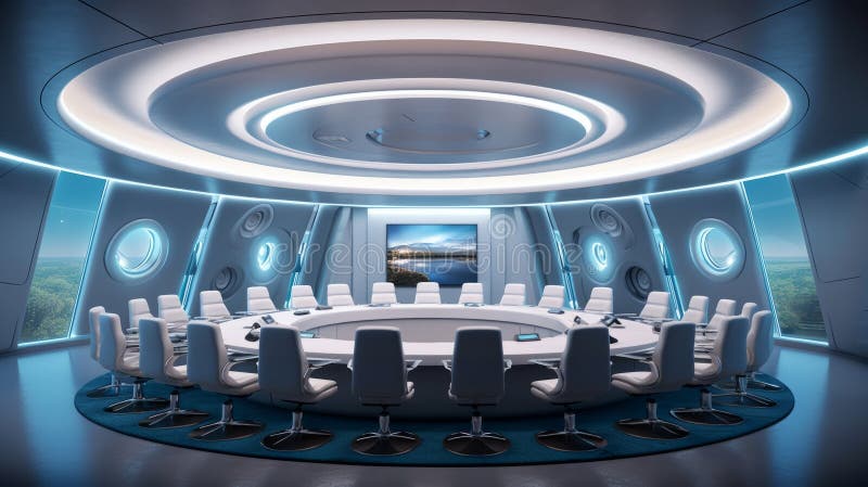 Futuristic Conference Room. Generative AI Stock Illustration ...
