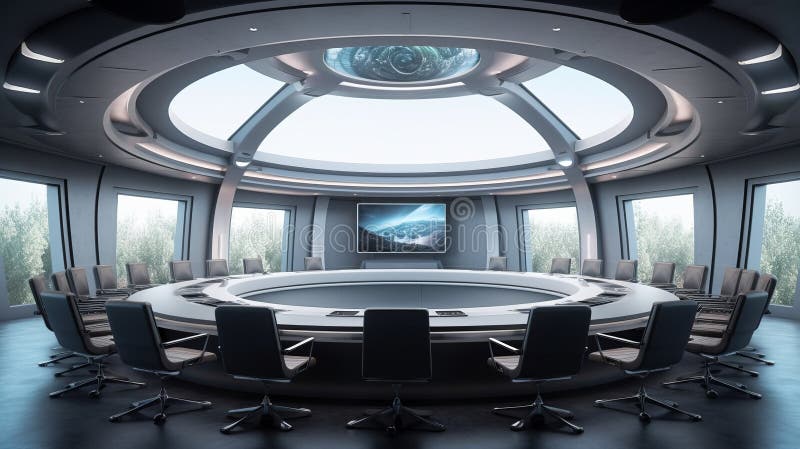 Futuristic Conference Room. Generative AI Stock Illustration ...