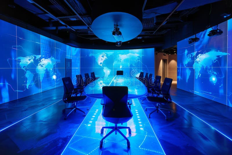 Futuristic Conference Room with Holographic Displays in the Future, a ...