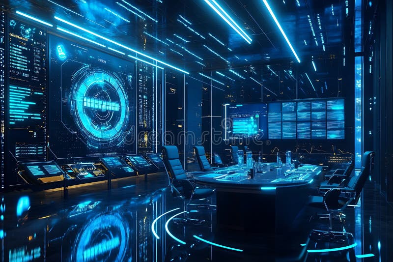 Futuristic Conference Room with Holographic Displays and Interactive ...