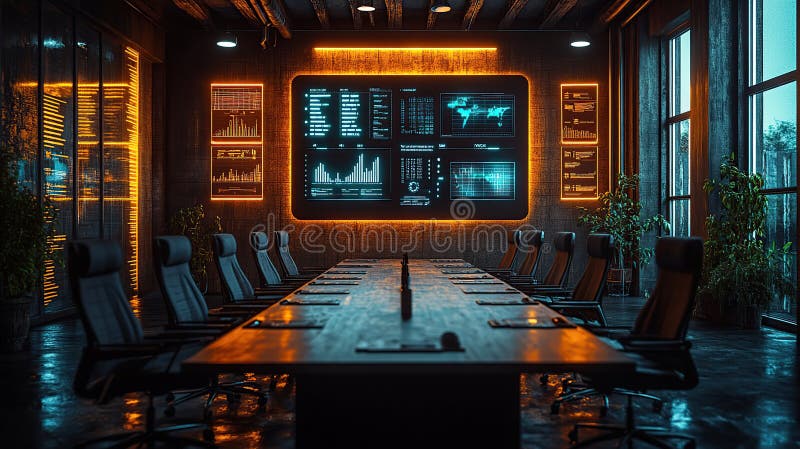 Futuristic Conference Room with Interactive Displays Stock Image ...
