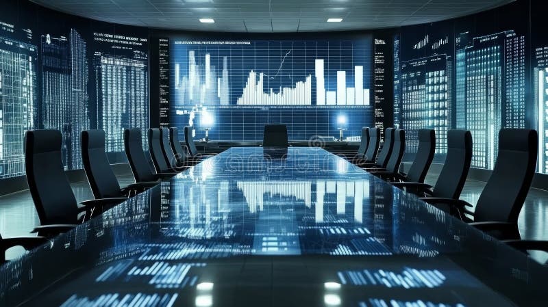 Futuristic Conference Room with Interactive Touch Sensitive Tables and ...