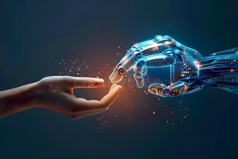 Futuristic Connection between Human Hand Robotic Hand Advanced AI and ...