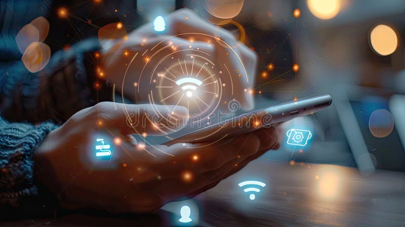 Futuristic Connectivity Concept with Smart Device Stock Illustration ...