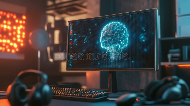 Futuristic Console Showcases Glowing AI Thought Process in Modern ...