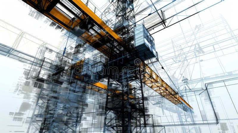 Futuristic Construction Crane Viewed through Fractal Lens - Abstract ...